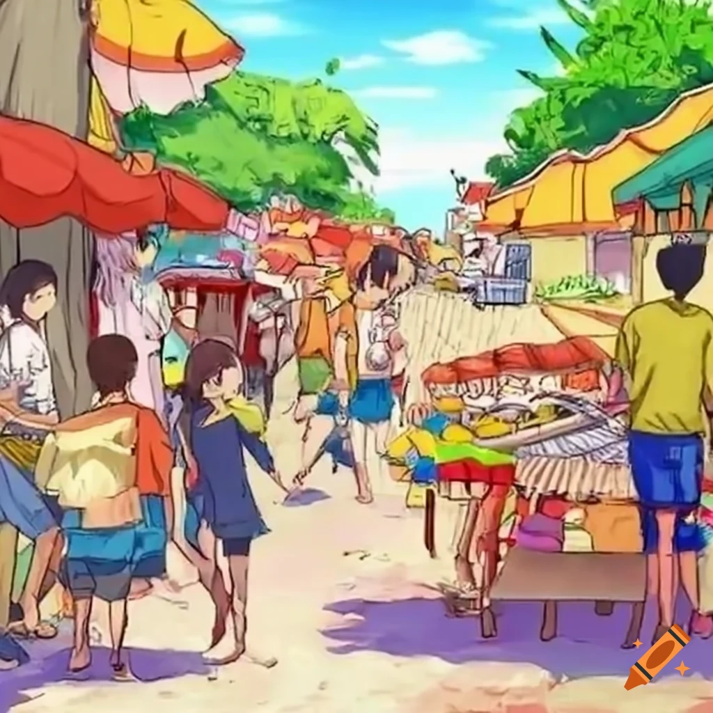 Sunny day in a filipino neighborhood with people going about their ...