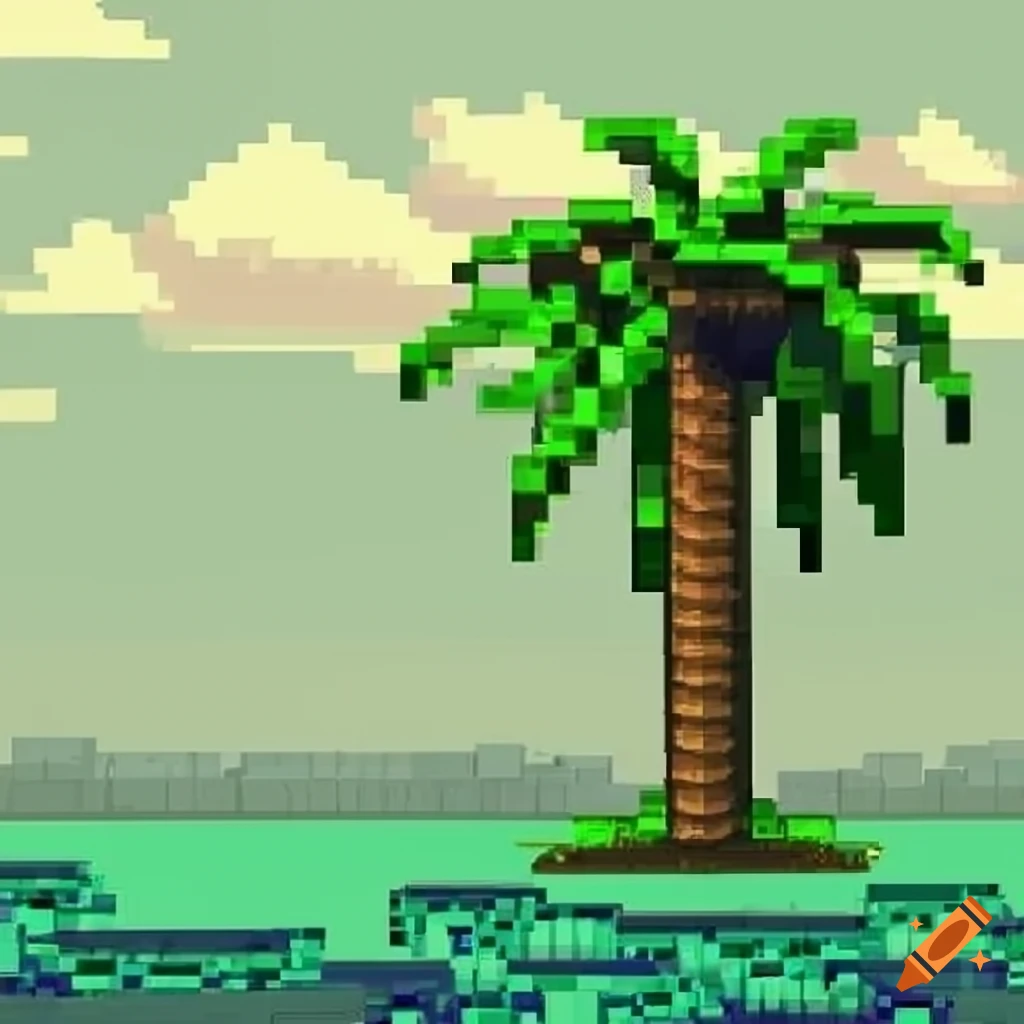 Tall palm tree pixel art in 2d rpg maker style on Craiyon