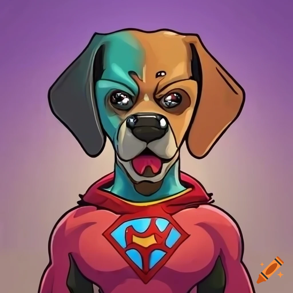 Cartoon superhero named evil beagle on Craiyon