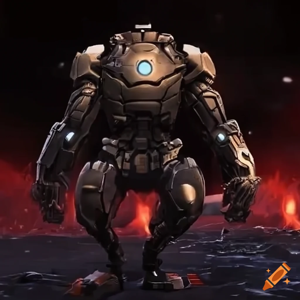 Sleek and powerful mech with an athletic lead suiting up for action on ...