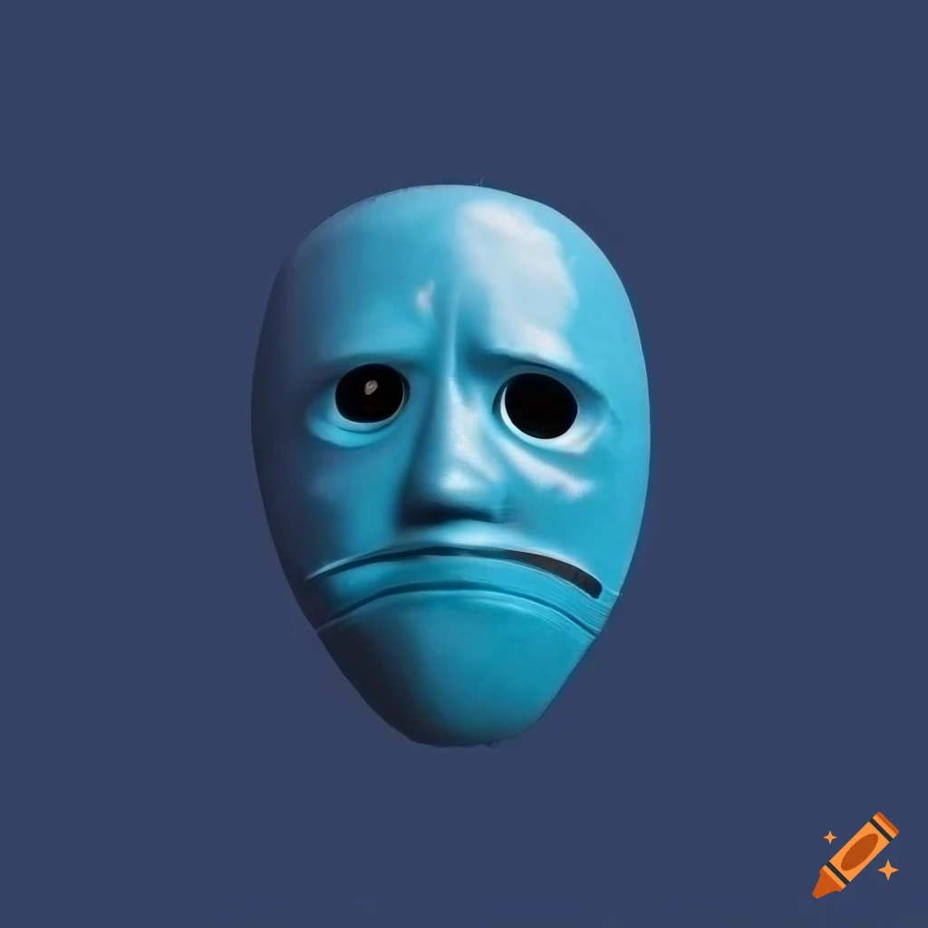 Sad mask on dark blue background on Craiyon