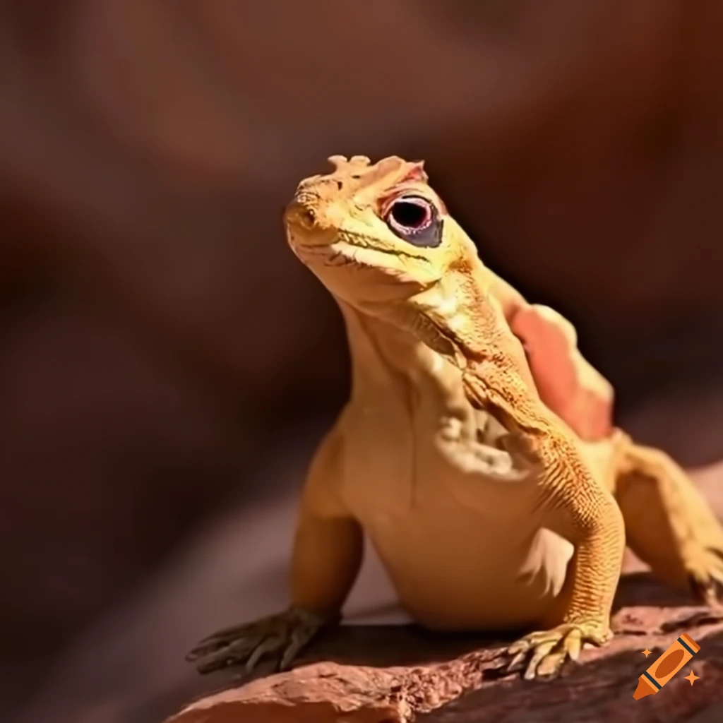 Adorable brown lizard pokemon standing on a rock in a mountainous ...