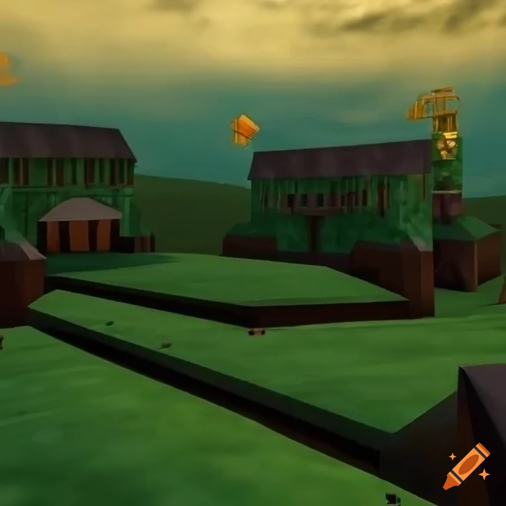 Super mario 64 shaky-stable stacks landscape on Craiyon