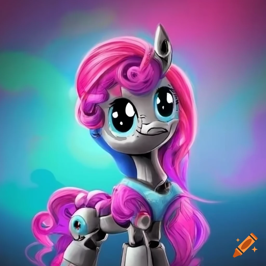 Colorful and detailed artwork of a cute my little pony robot on Craiyon