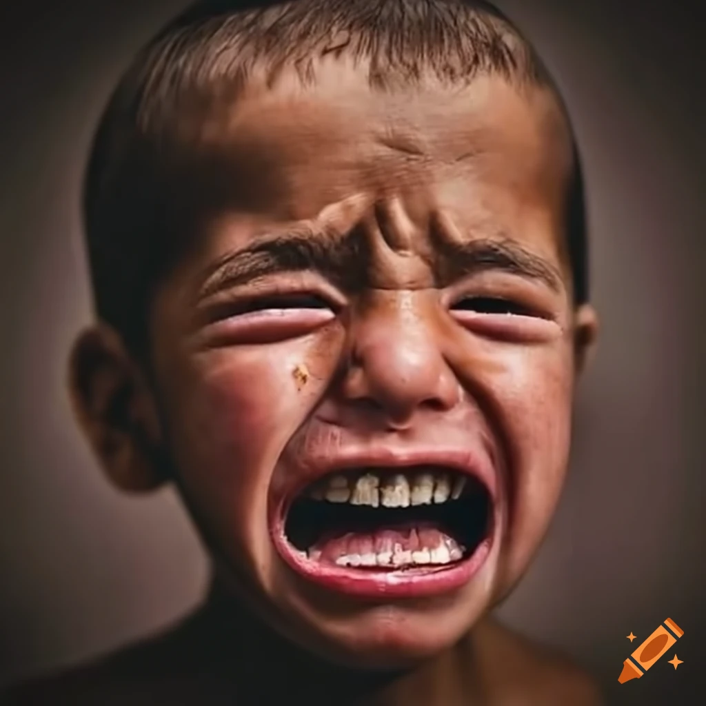 Children in the gaza strip crying on Craiyon