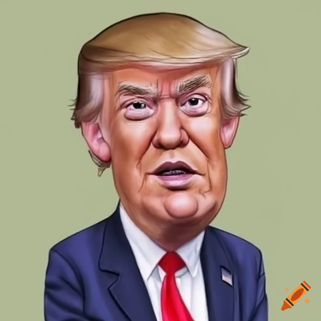 Cartoon caricature of a public figure on Craiyon