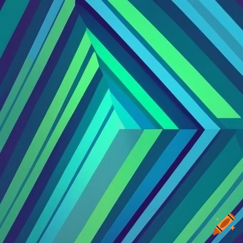 Geometric blue and green pattern with no gradients on Craiyon