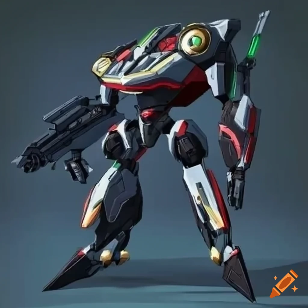 Detailed light mech design with powerful and athletic features on Craiyon