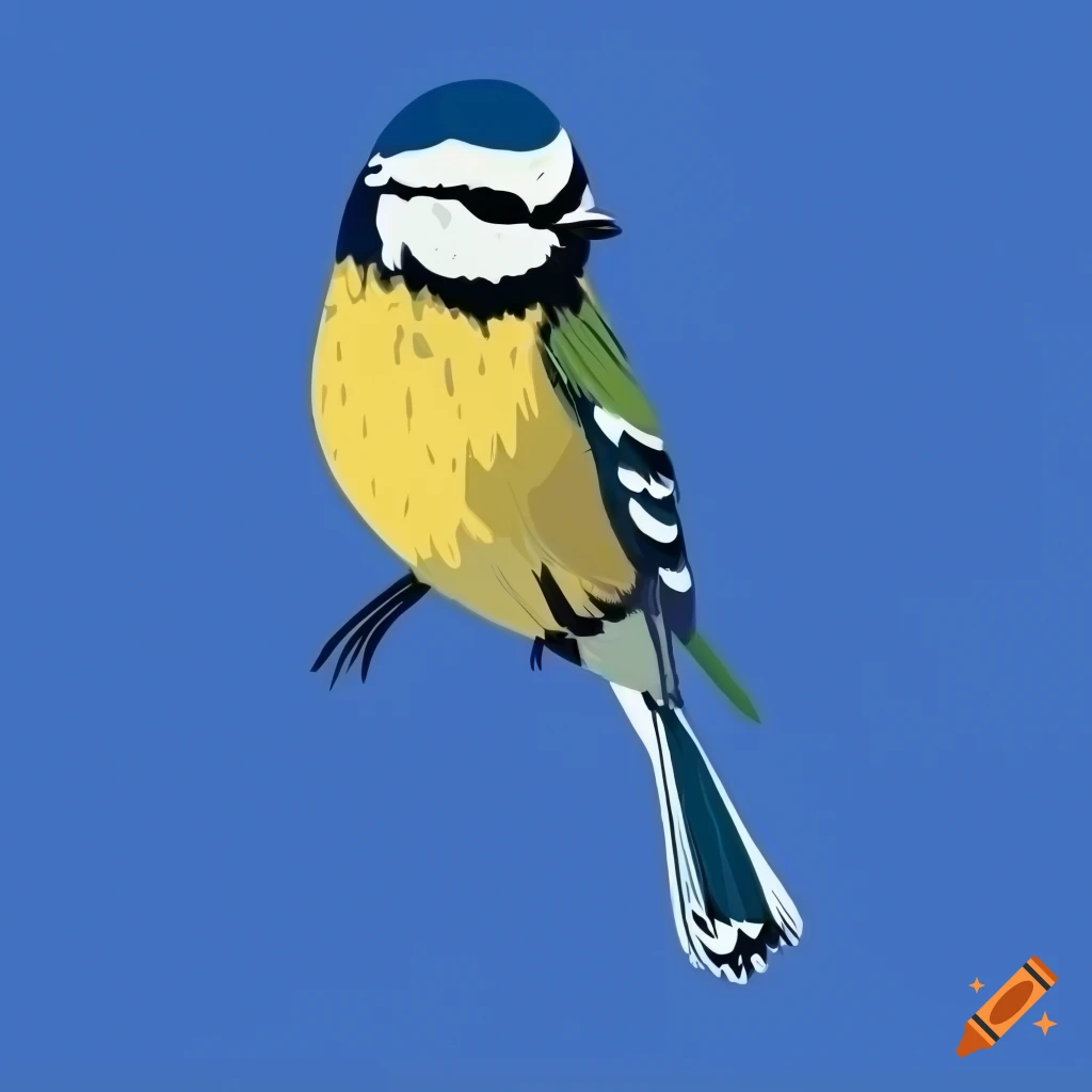 Simple 2d Blue Tit Bird Illustration With Flat Pastel Colors On Craiyon