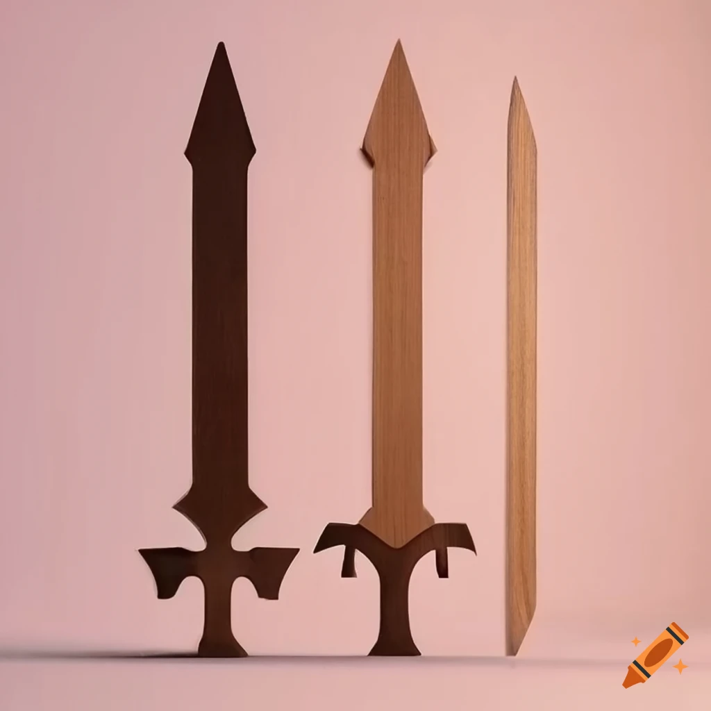 Lasercut plywood sword with rectangular shapes on Craiyon