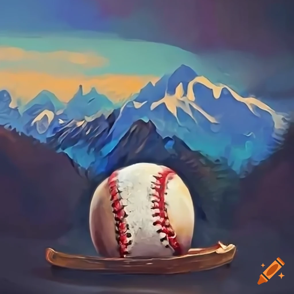 Rubber bracelet with baseball and skiing theme against mountain ...