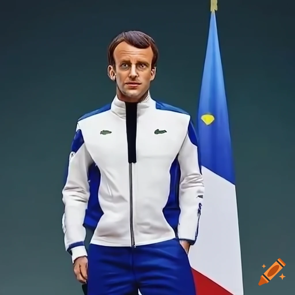 Emmanuel macron wearing lacoste tracksuit on Craiyon