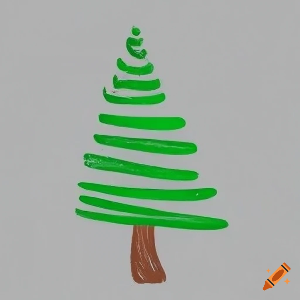 Creative green scribble tree with brown stem on white background on Craiyon