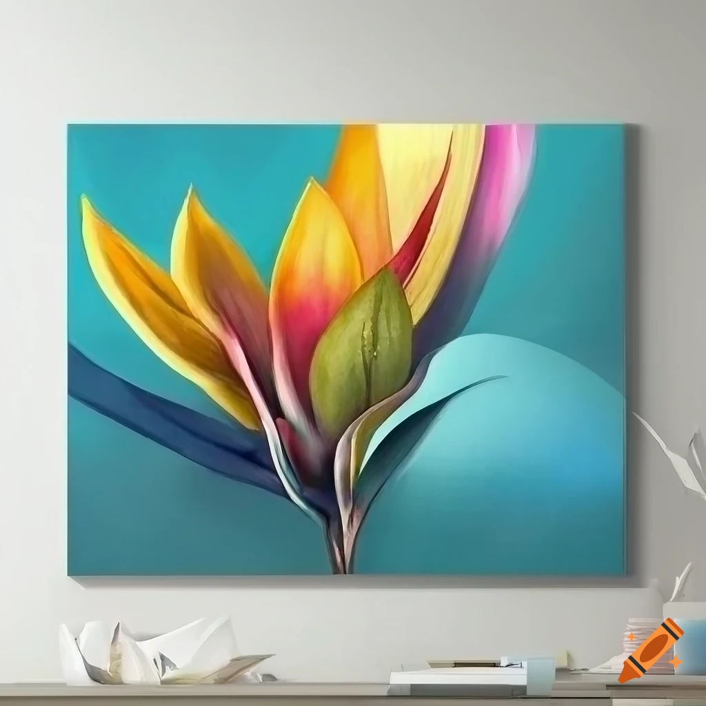 Modern botanical art with complex composition and beautiful colors on ...