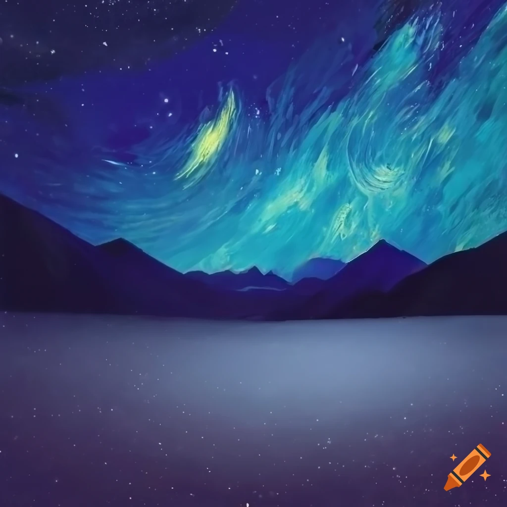 Super mario 64 the starry-night skies landscape on Craiyon