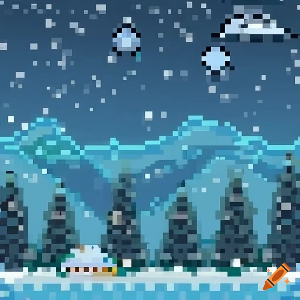 Winter pixel art on Craiyon