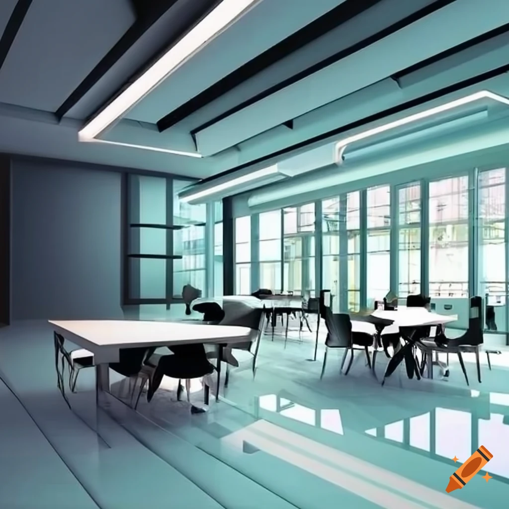 Interior design of a business school on Craiyon