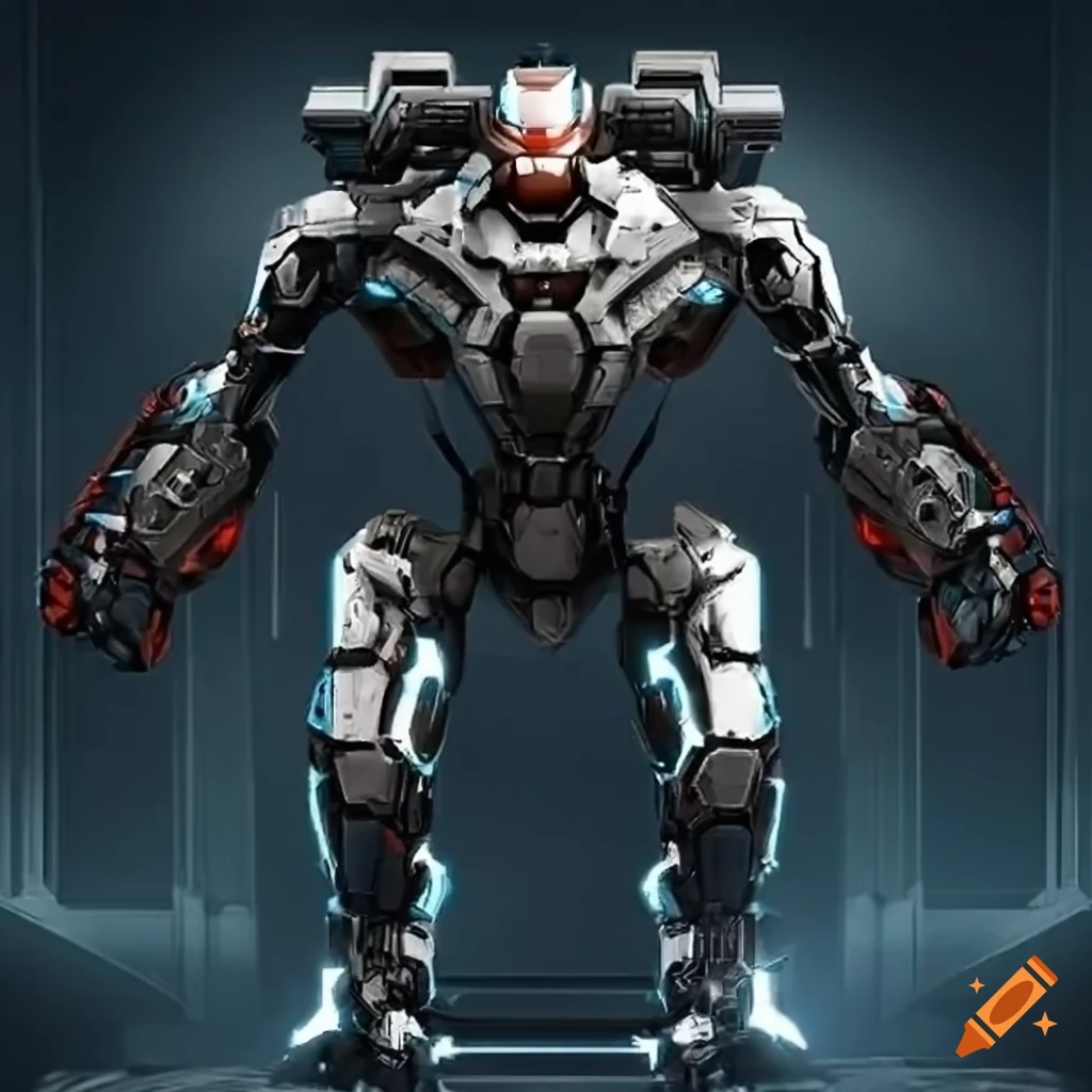 Sleek and powerful mech with an athletic lead suiting up for action in ...