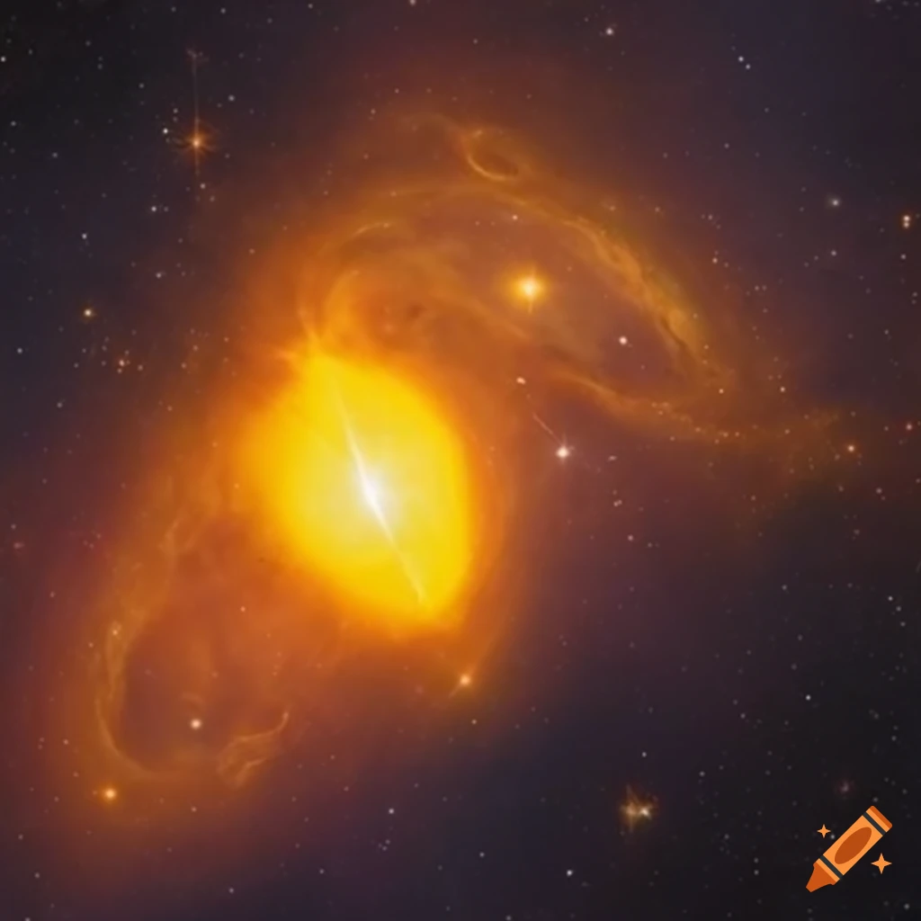 Yellow star surrounded by cosmic dust in space on Craiyon