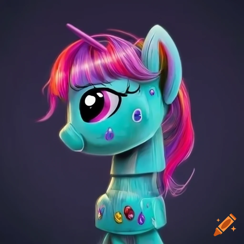 Colorful and detailed artwork of a cute my little pony robot on Craiyon