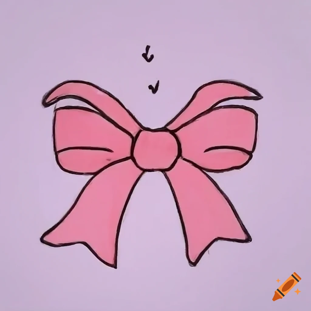 Simple cute pastel pink ribbon bow drawing on Craiyon