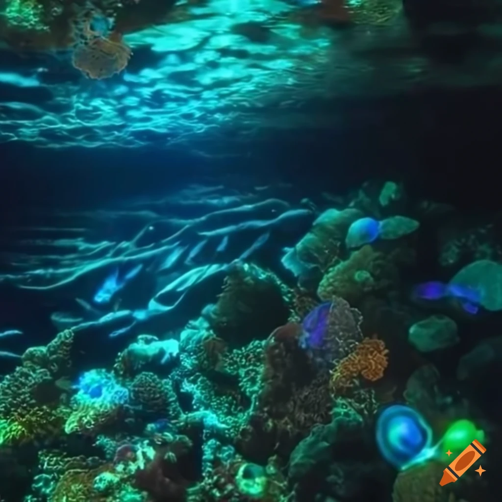 Underwater tapestry of vibrant fish, coral, and mythical creatures with ...