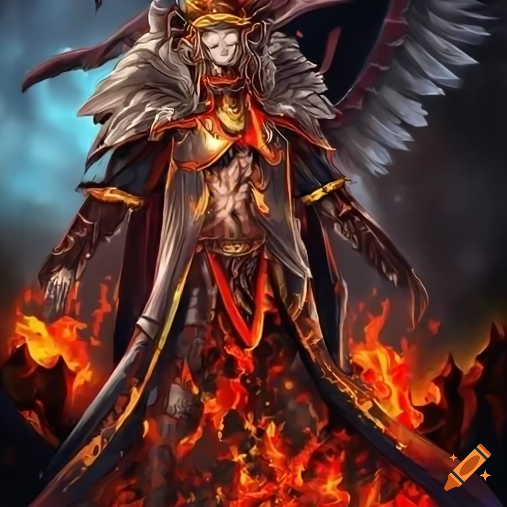 Saint Martin of Tours in anime style with lava god and vampire ...