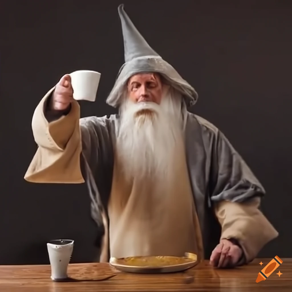 Wizard throwing a cup of coffee at a starbucks worker on Craiyon