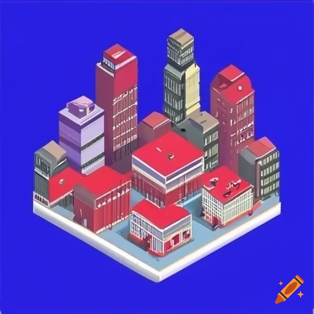 Isometric cityscape view of february with love hearts on Craiyon