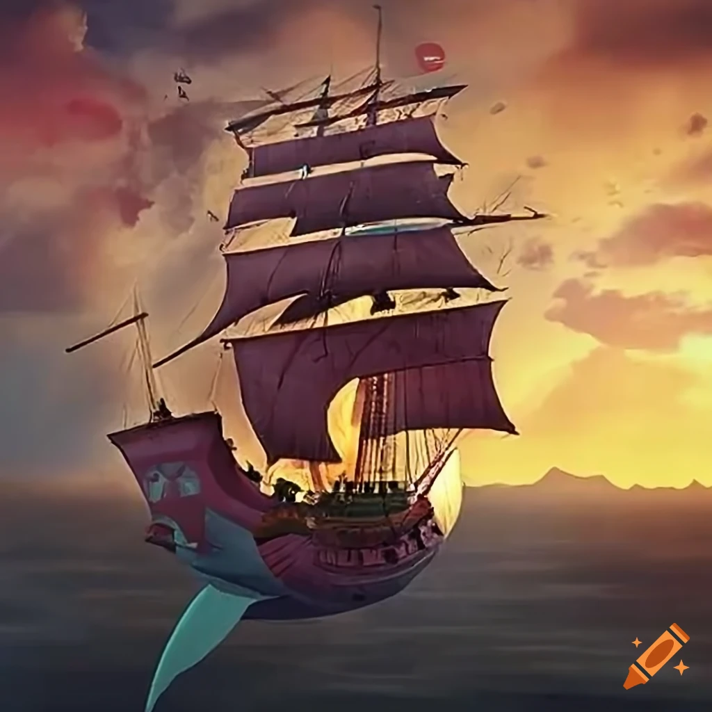 Sailing vessel soaring in eastern mythical fantasy on Craiyon