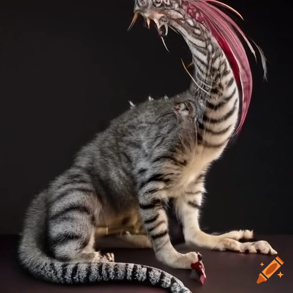 Artistic illustration of a dragon cat hybrid on Craiyon