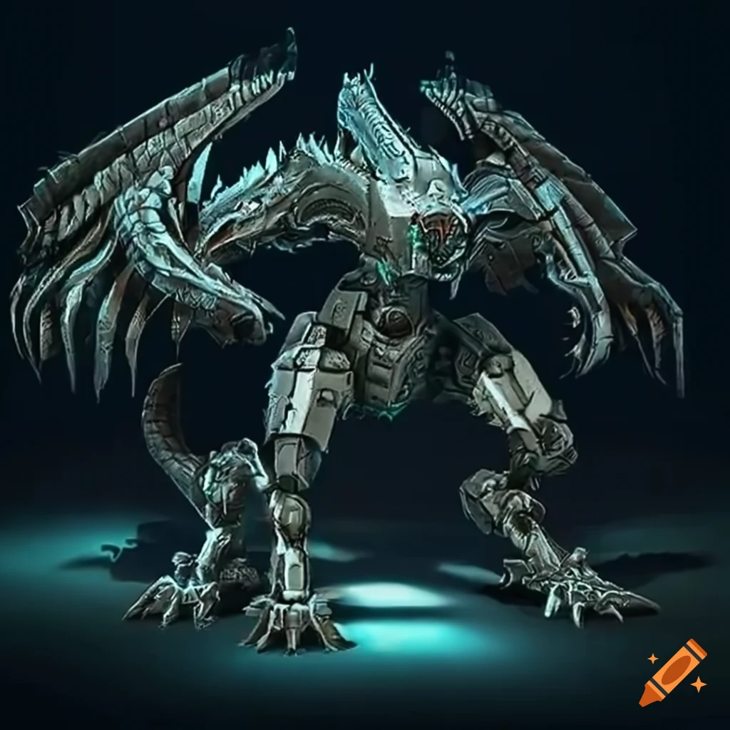 Majestic dragon-shaped mech designed for battle on Craiyon