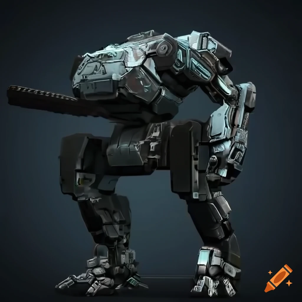 Epic futuristic mech with clean lines and weapons on Craiyon