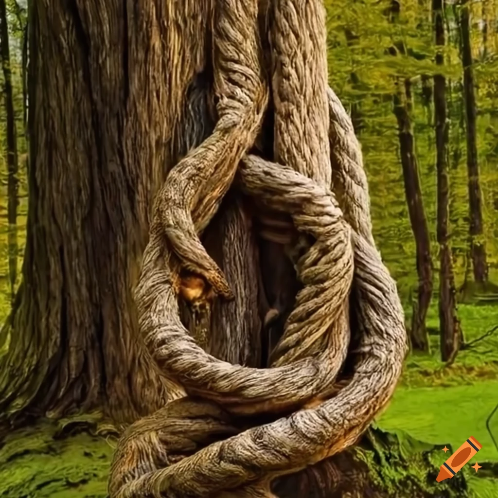 Twisted trunk tree with knots on Craiyon