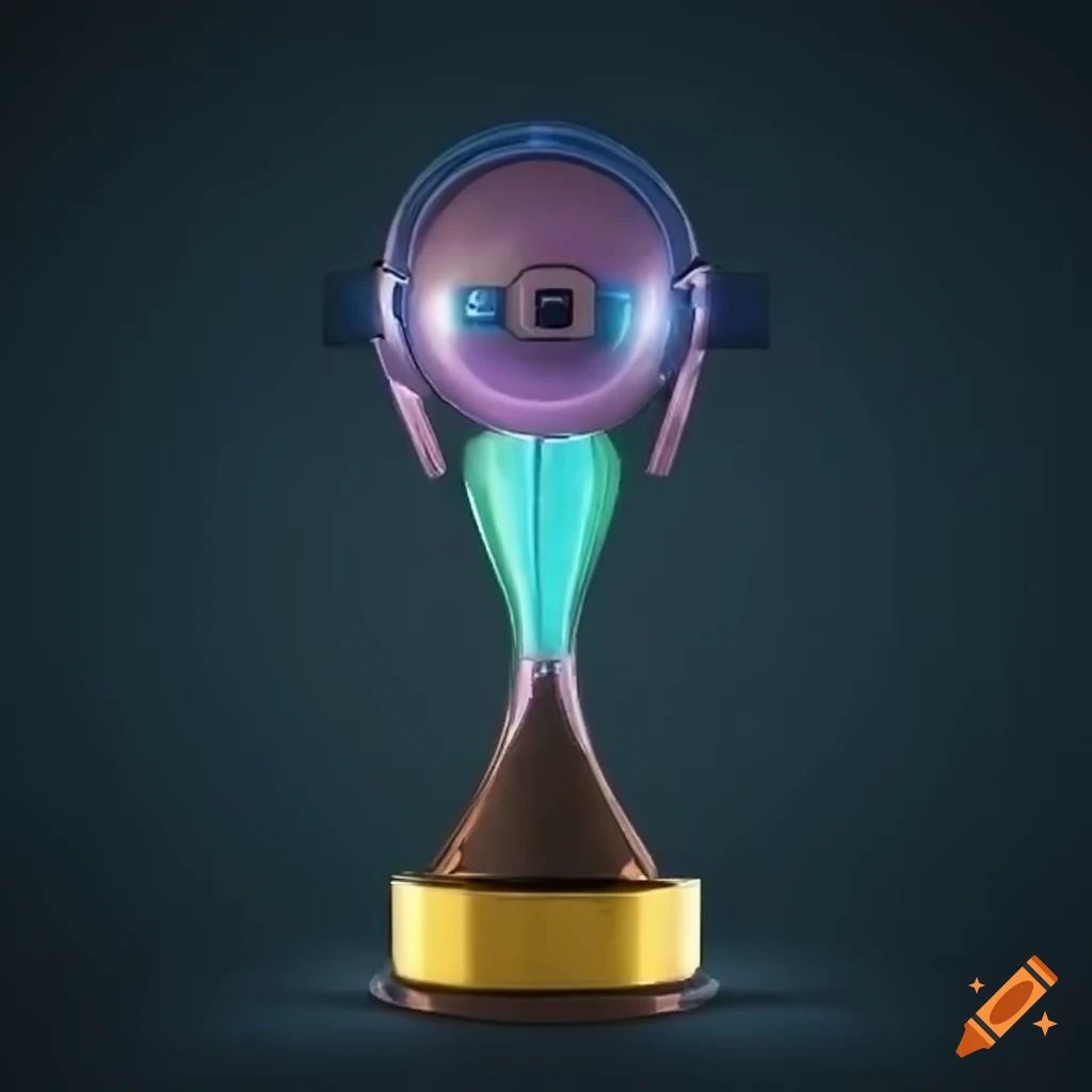 Realistic trophy for online gaming event with headphones in the design ...
