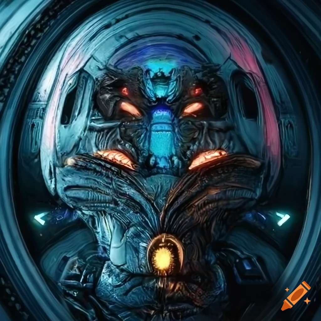 8k resolution surreal spaceship interior with aliens and organic machines on Craiyon