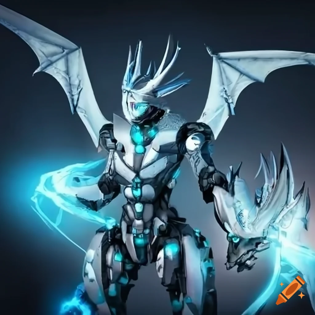 White dragon robot on Craiyon