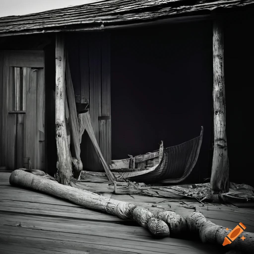 Workers shed with jetty and fishing boats on Craiyon