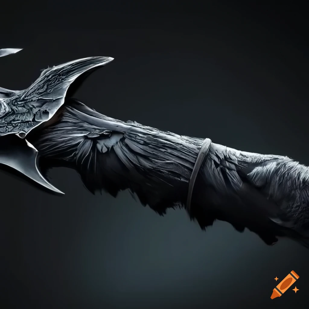 Sleek modern sword with black shimmering blade on Craiyon