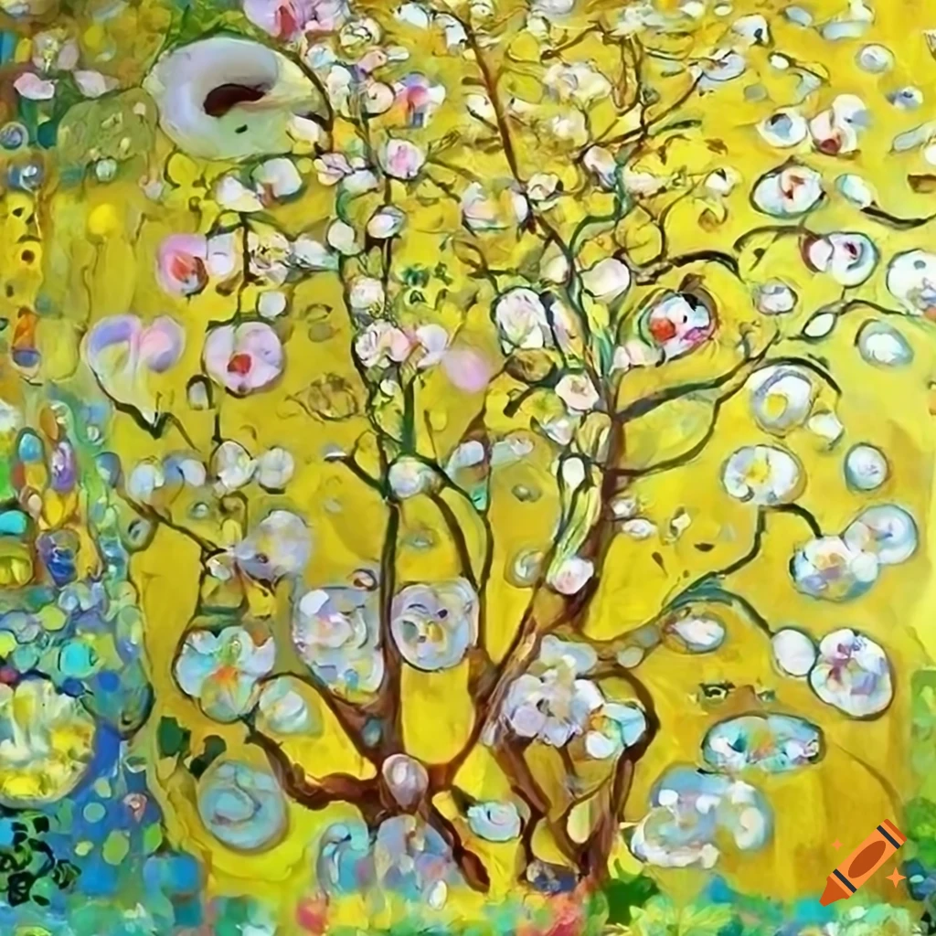 Beautiful spring flora painted by klimt as a large wall painting on Craiyon