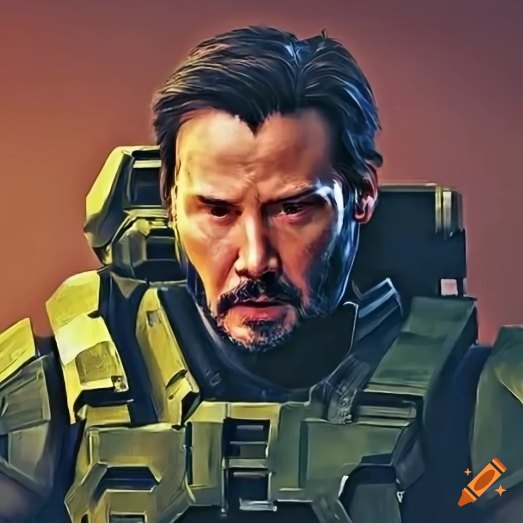Keanu reeves depicted as master chief on Craiyon