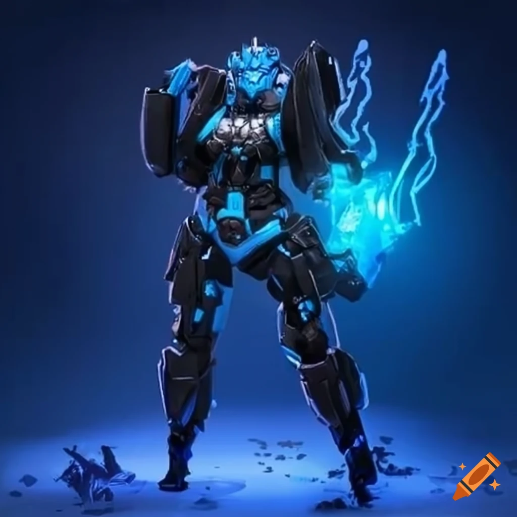 Snow-themed female transformer character in black, blue, and white ...