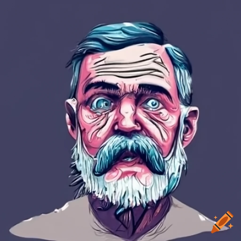 Young man with hemingway mustache on Craiyon