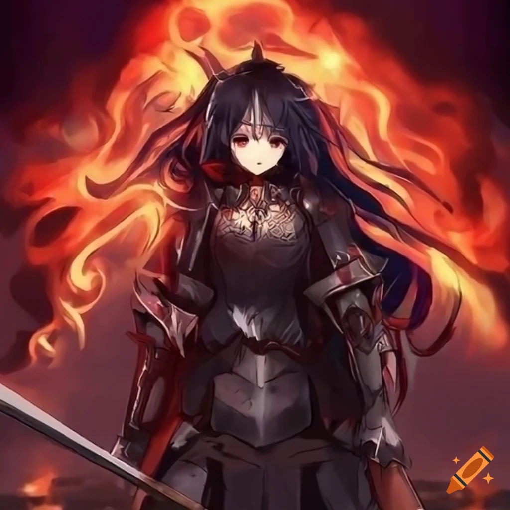 Gothic paladin knight anime girl wielding light-infused weapons in ...