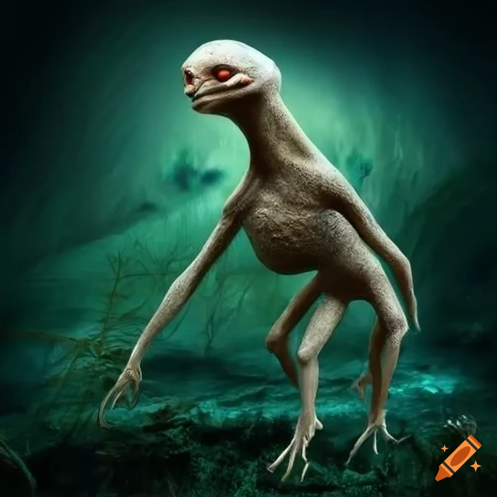 Primitive anthropod aliens in the jungle on Craiyon