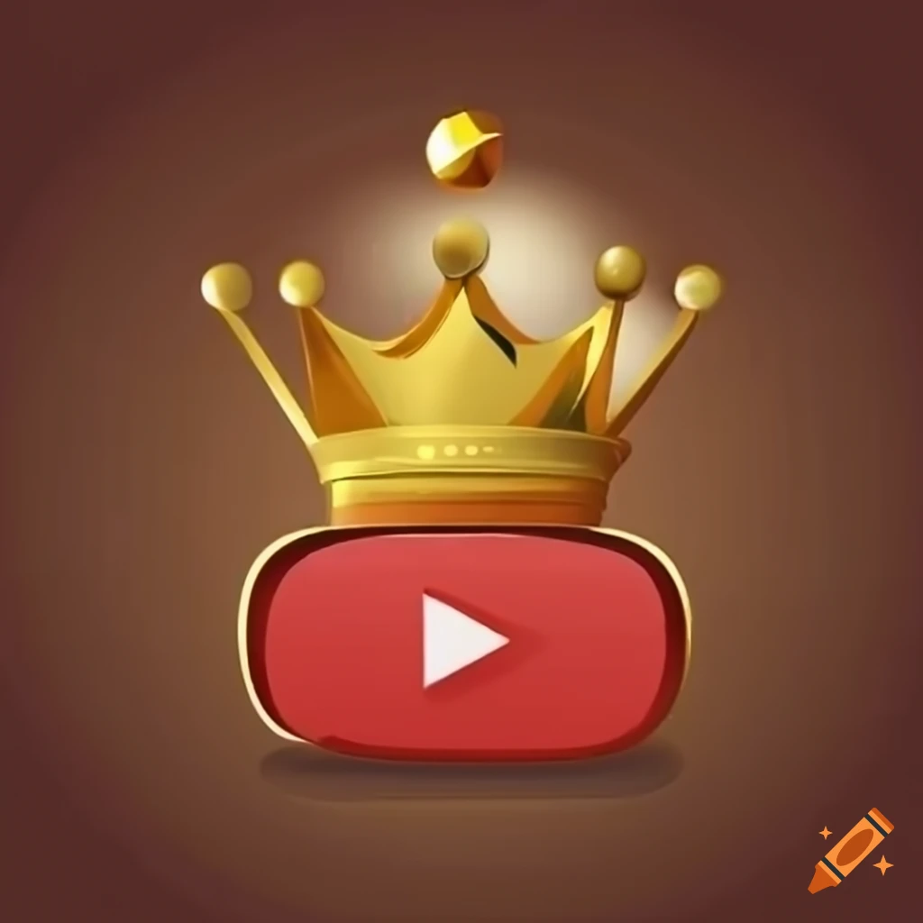 Youtube symbol with a gold crown on Craiyon