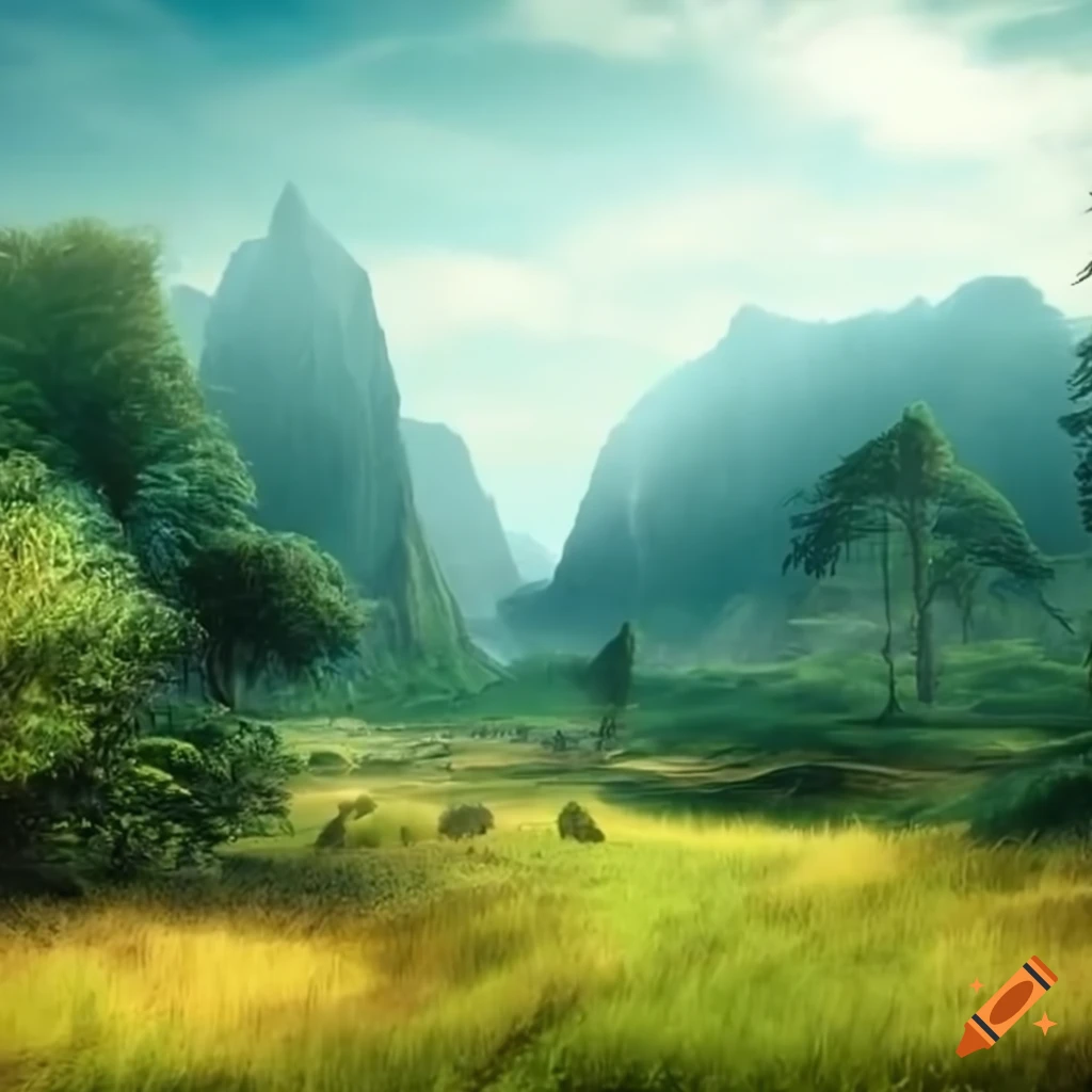 Beautiful prehistoric field landscape on Craiyon