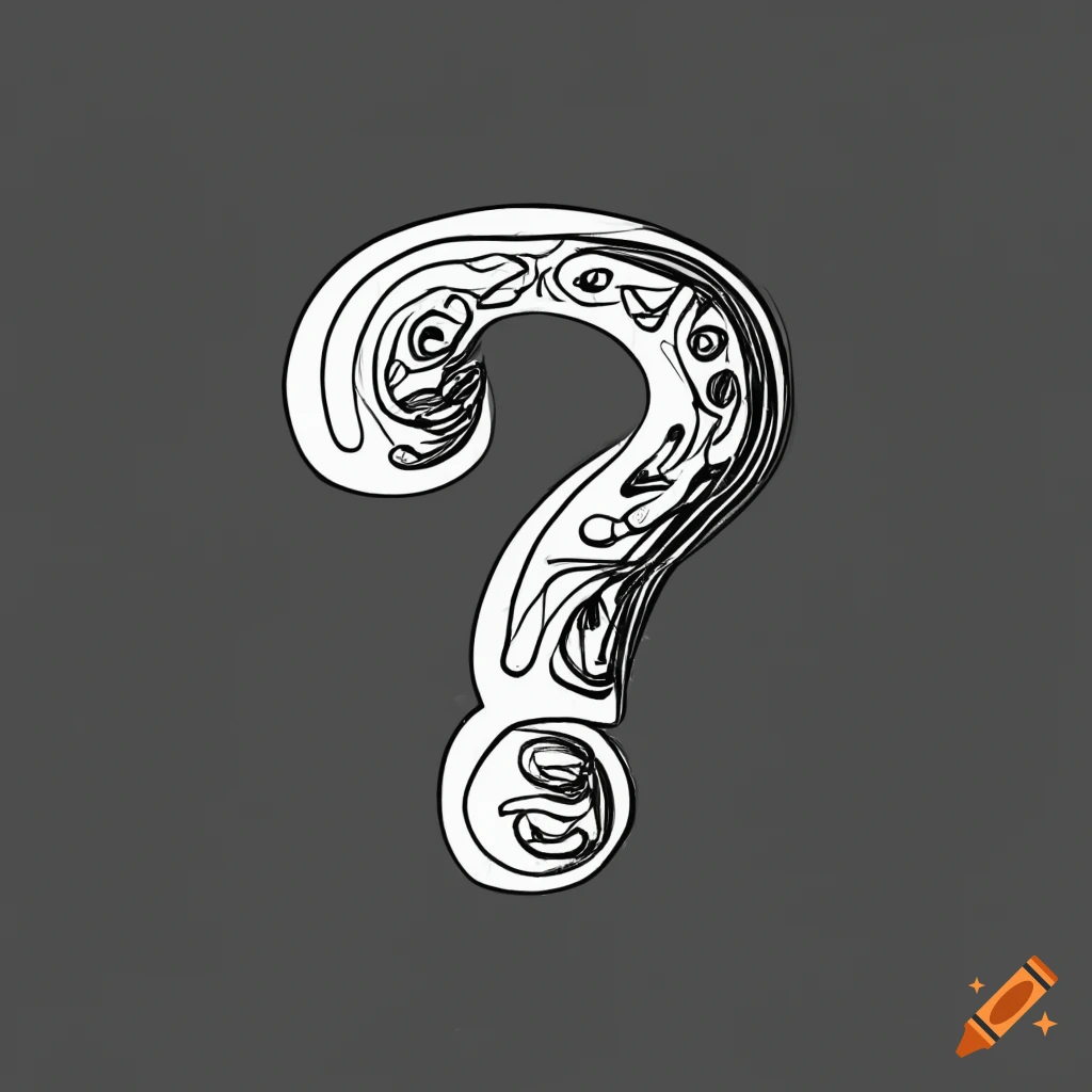 Simple single line drawing of a question mark on Craiyon