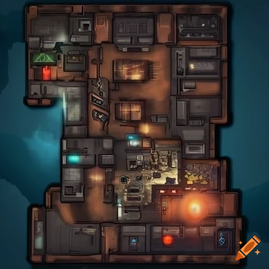 Sci-fi top-down 2d game map on Craiyon