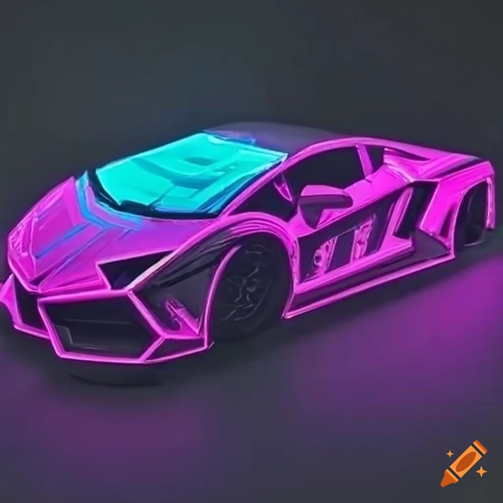 Lamborghini neon light edge on Craiyon
